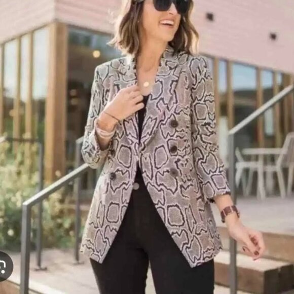 CAbi | Jackets & Coats | New Cabi 3733 Blazer Jacket Size 8 Womans Python Snakeskin Double ...